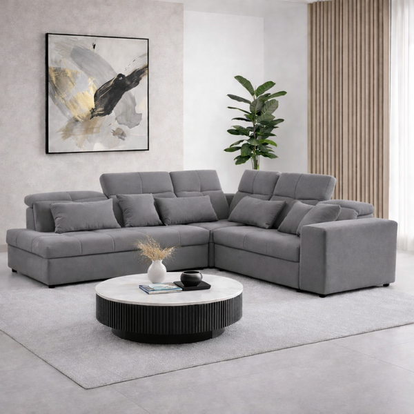 EMMA CORNER LEFT SOFA IN GRAY TEFLON FABRIC - Casa di Gusto ...